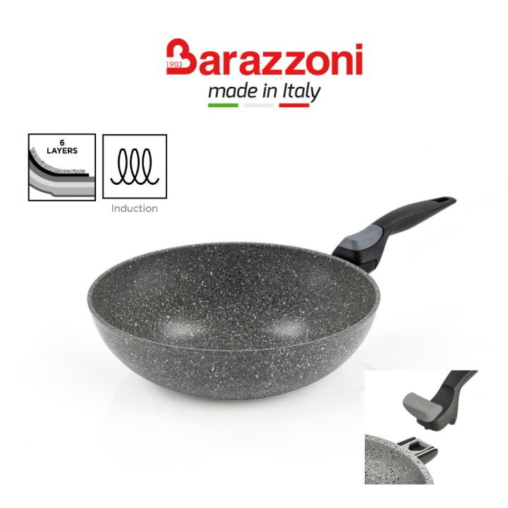 Barazzoni Induction Facile Wok, Non-stick coating with removable handle ...