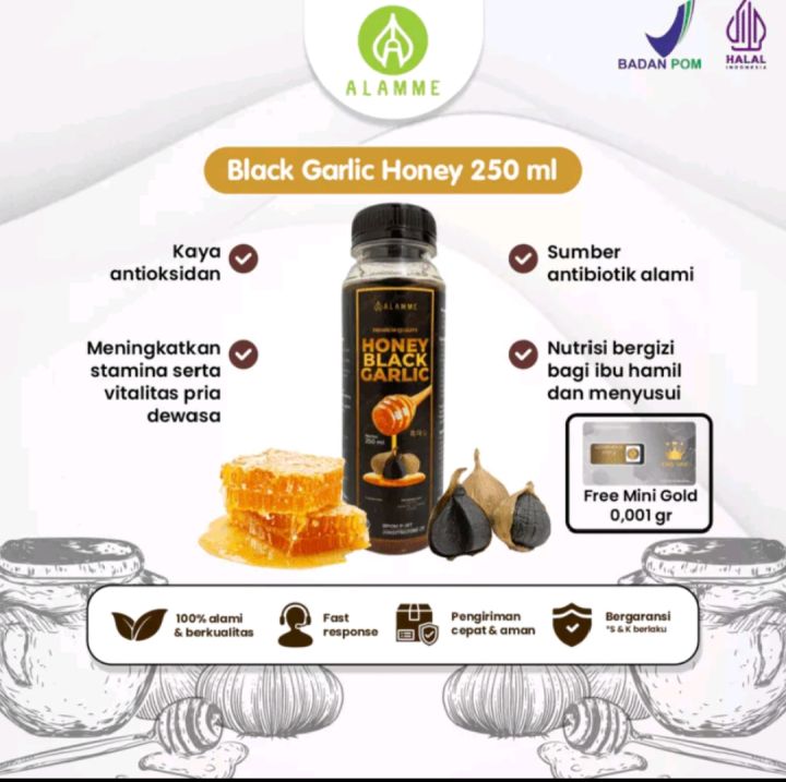 Black Garlic Honey Madu Bawang Hitam Tunggal 250ml Manis Asam Syrup ...