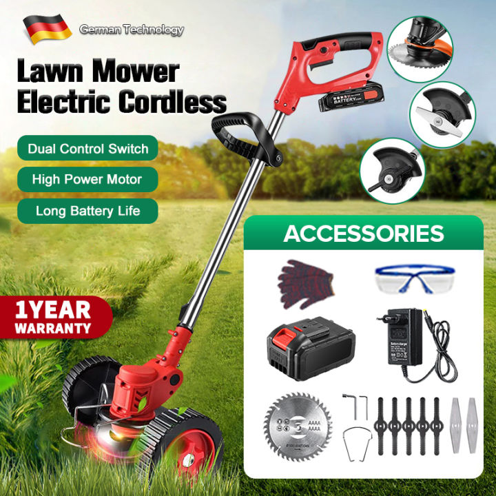 Lawn Mower Grass Cutter with Wheels PortableTrimmer Cordless Mower ...