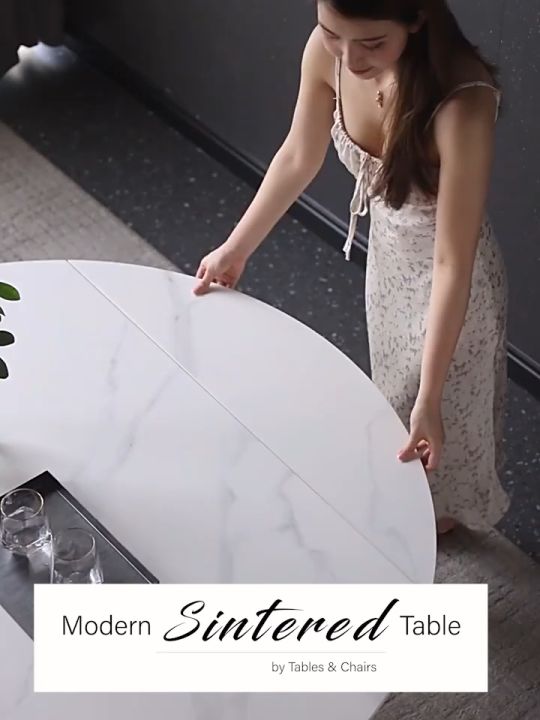 Pre Order [SG] Extendable Round Dining Table Set | Sintered Marble ...