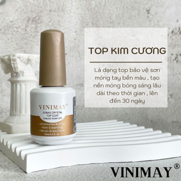 Top bóng kim cương Vinimay chính hãng chai 15ml - chống nước chống bụi độ bền hơn 35 ngày ...