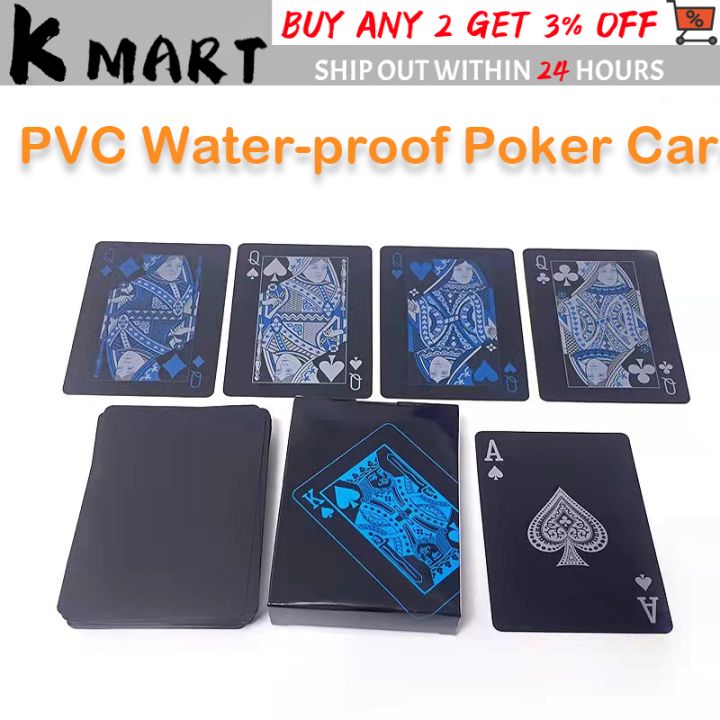 PVC Playing Cards Waterproof Pure Black Plastic Board Game Card PVC ...