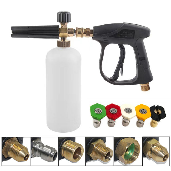 Snow Foam Gun 1/4" Quick Release Car Washer 1L Bottle High Pressure Water Foam Washing Pump Soap ...