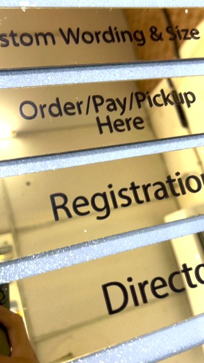 [Custom Wording] Mirror Gold Mirror Silver Acrylic Signage Office Sign ...
