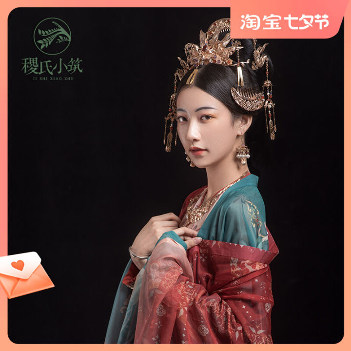 Qianshi เครื่องประดับศีรษะสไตล์โบราณแบบดั้งเดิมชุดเครื่องประดับศีรษะใน ...