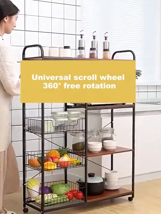 4/5 Tier Multipurpose Storage Rack Trolley Rack with Wheel Kitchen ...