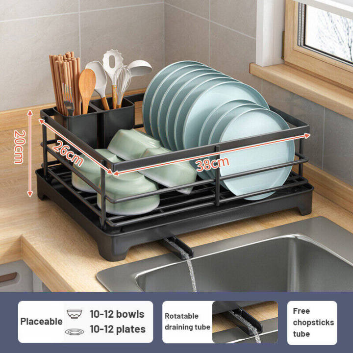 LIKHA Dish Drying Rack Dish Drain Rack with Drip Tray Foldable Dish ...