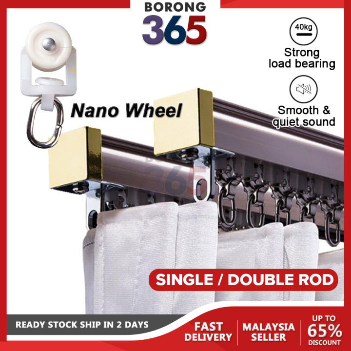 [FULL SET] Borong365 Aluminium Window Curtain Rail Single Rail And ...