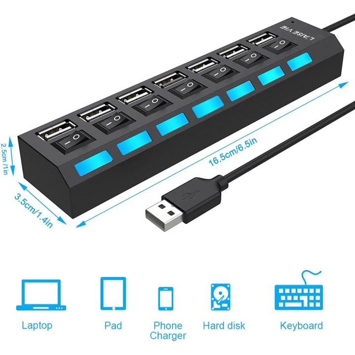 【CYT】Hub High Speed 4-Port /7-Port Hub Independent Switch Hub Four ...