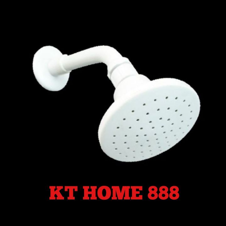PVC White Rain Shower Set (4" head & 5"Arm + Flange) | Lazada
