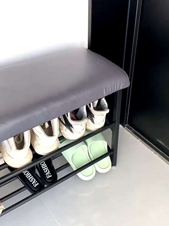 Steel Shoe Rack Simple Rack Home Indoor Storage With Soft Cushion Shoe ...