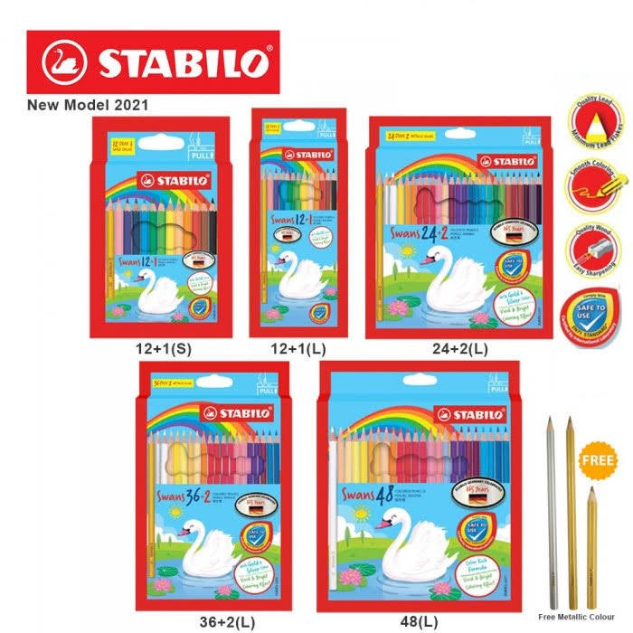 STABILO COLOUR PENCIL 12+1S/12+1L/24+2L/36+2L/48 COLOUR | Lazada