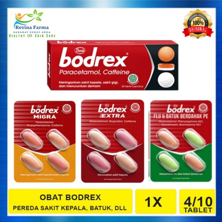 Bodrex 1 Strip Bodrex Migra, Bodrex Extra, Bodrex Flu & Batuk PE 100% ...