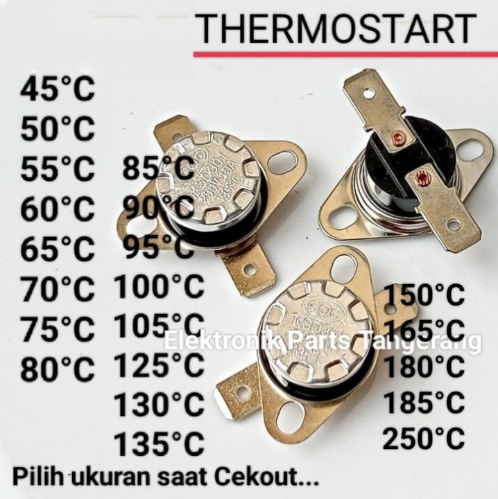 THERMOSTART 45°C Sampai 250°C 10A 250V TERMOSTAT 45C 50C 55C 60C 65C ...