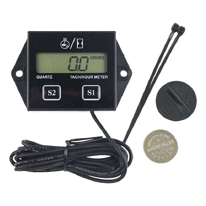 Digital Hour Meter LCD Display Digital Engine Tach Hour Meter Battery ...