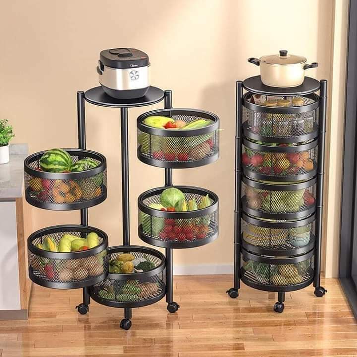 5 Layers Multipurpose Rotating Storage Rack Food Storage Kitchen Shelf ...