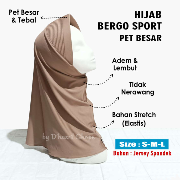 Kerudung Pet Besar Hijab Bergo Sport Pet Tebal Jilbab Instan Jersey Bergo Oval Hamidah | Lazada ...