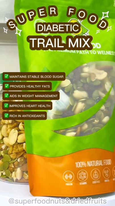 Superfood Diabetic Trail Mix (Healthy Nuts and Dried Fruits Snacks ...