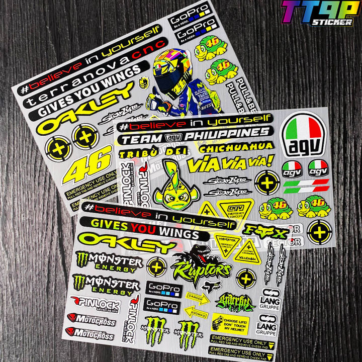 46 Rossi Turtle Helmet Sticker GoPro Monster Fox Reflective Lens Decal ...