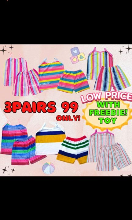 3 Pairs Spag sando shorts characters cotton for kids girl children sets ...