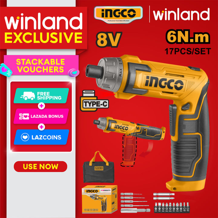 Ingco by Winland 8V / 1/4" Lithium-Ion Cordless Screwdriver CSDLI0802 ...