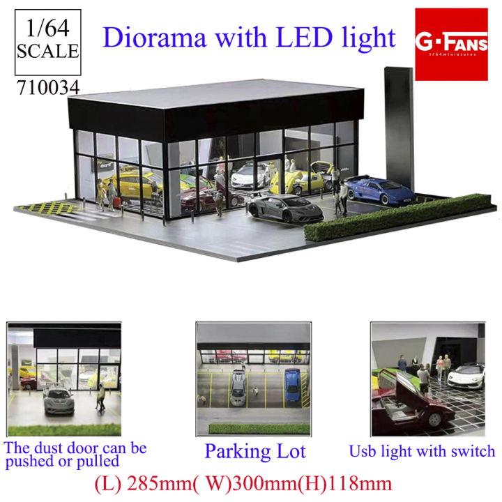 G-FANS 1:64 Scale Diorama Models Car Garage Model LED Lighting Double ...