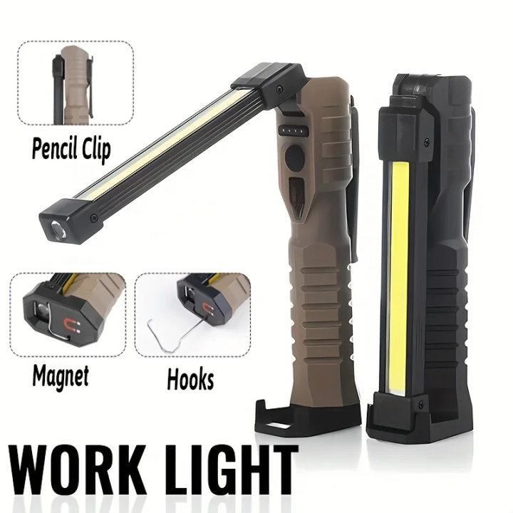 Rechargeable COB Work Light w/Magnet Base,360° Rotating Hook,XPE LED ...