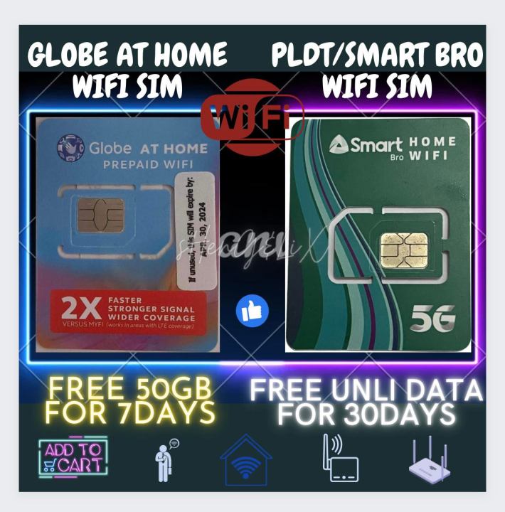 SMART BRO SIM FREE UNLI DATA/globe at home sim 50gb free load/ SMARTBRO ...