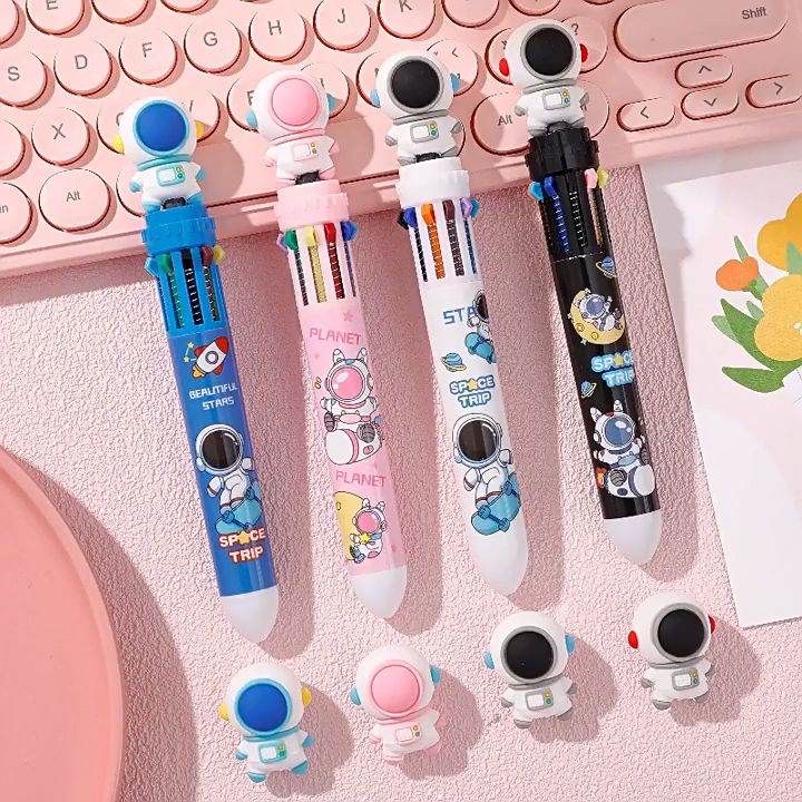 10 in 1 Cute Multifunctional Ballpoint Pen Cartoon Ten-colors Spaceman ...