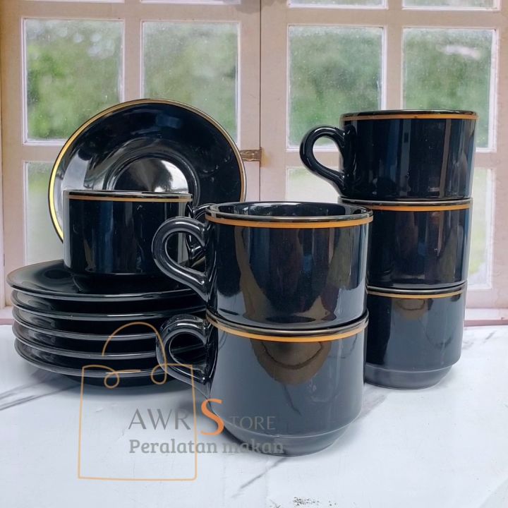 1 SET CANGKIR KERAMIK HITAM KELUARAN TERBARU | Lazada Indonesia