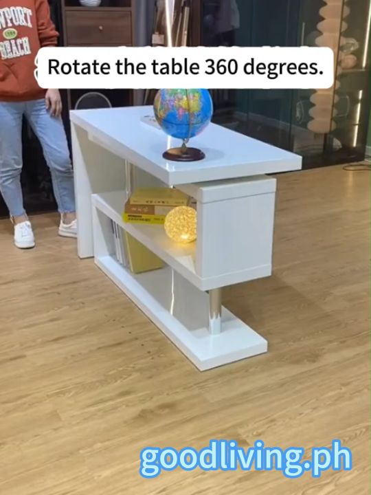 Computer Table Working Table Study desk 3-layer bookshelf 360°rotating ...