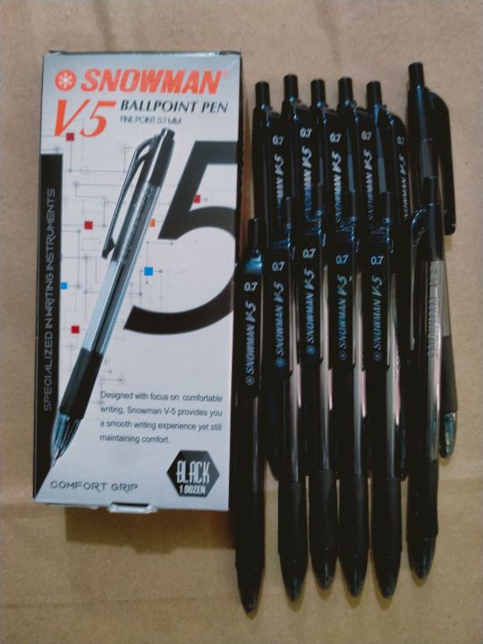 1 Pack Pulpen Snowman V5 / Ballpoint Snowman V5 0.7 isi 12pcs | Lazada Indonesia