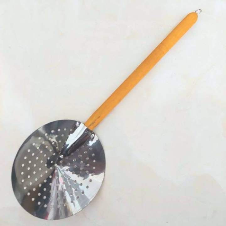 Saringan Gorengan Serokan Stainless Lubang Gagang Kayu | Lazada Indonesia