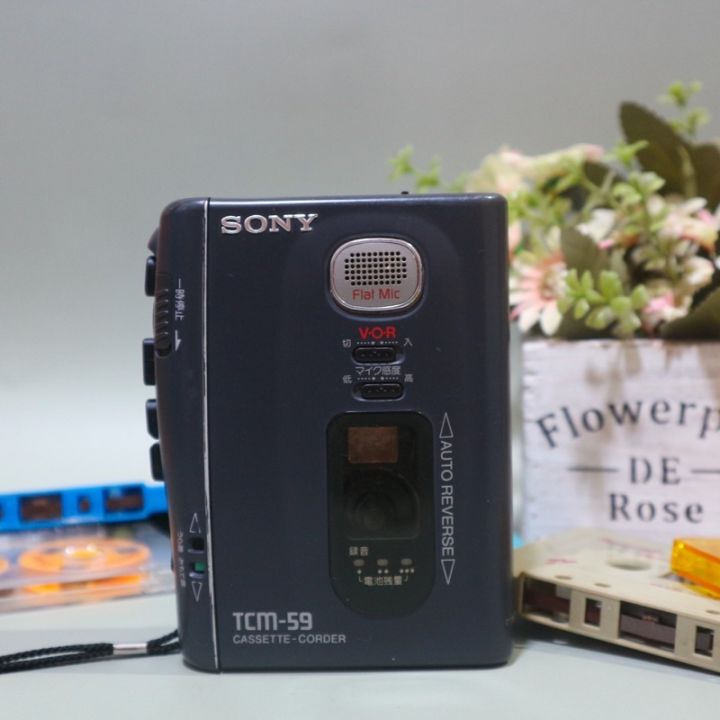 (ทรงสวย กลับหน้าอัตโนมัติ) SONY TCM-59 เครื่องเล่นเทป เปิดฝาเล่นได้ มี ...