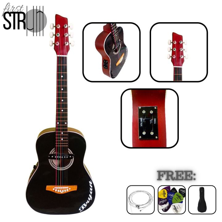 Acoustic mini Guitar size 32 inch with Pickup & Free names | Lazada PH