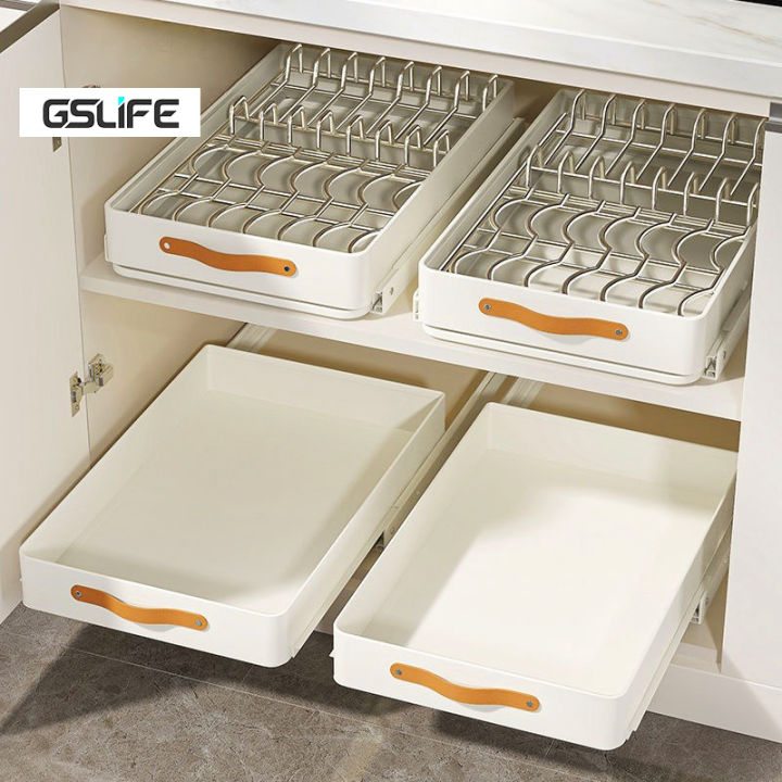 GSlife🔥🔥Leather handle Stainless Steel 304 Pull-out Basket for Kitchen ...