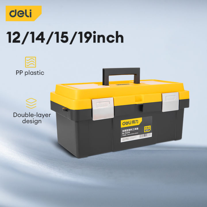 Deli Tool Box Storage Box 12/14/15/19 Inches Tray Type Double Layer Design Quality Rigid Plastic ...