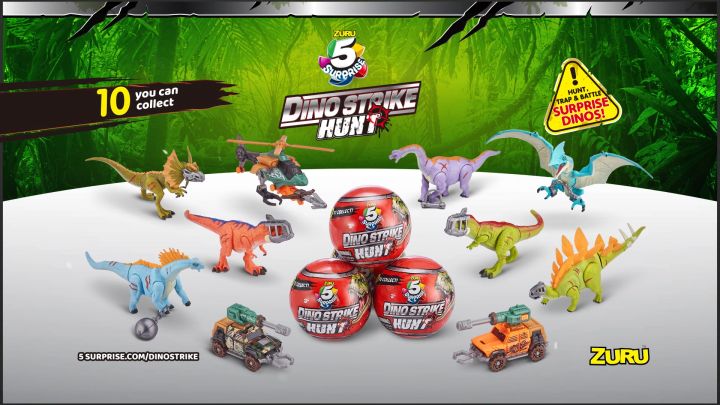 5 Surprise Dino Strike HUNT - Mystery Surprise Capsule - by Zuru ...