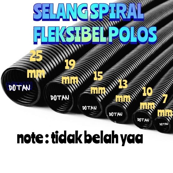 SELANG SPIRAL FLEKSIBEL FLEXIBLE POLOS KABEL MOBIL MOTOR LISTRIK ...