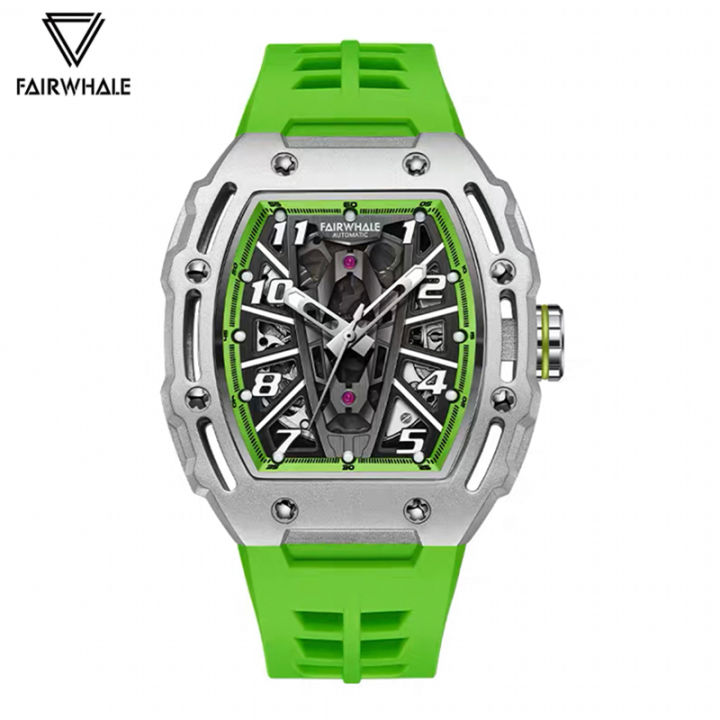 Mark Fairwhale Brand Automatic Watch for Men Fashion Tonneau Skeleton ...