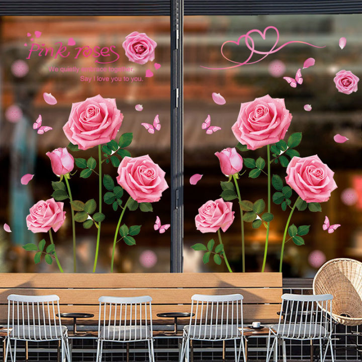 Kitchen Sliding Door Glass Window Decal Sticker Flowers Window Stickers ...