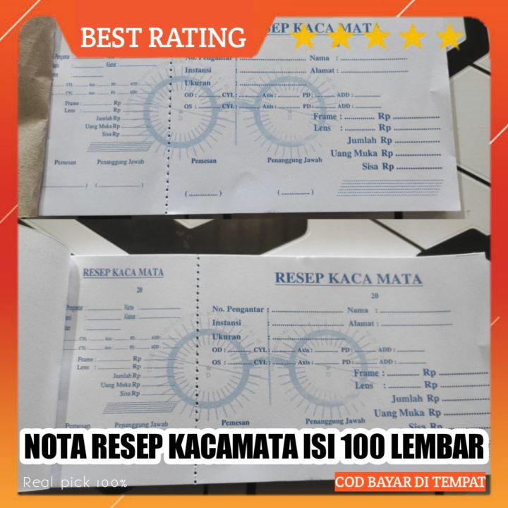 Resep Nota Kwitansi Pembelian Kacamata Isi 100 Lembar | Lazada Indonesia