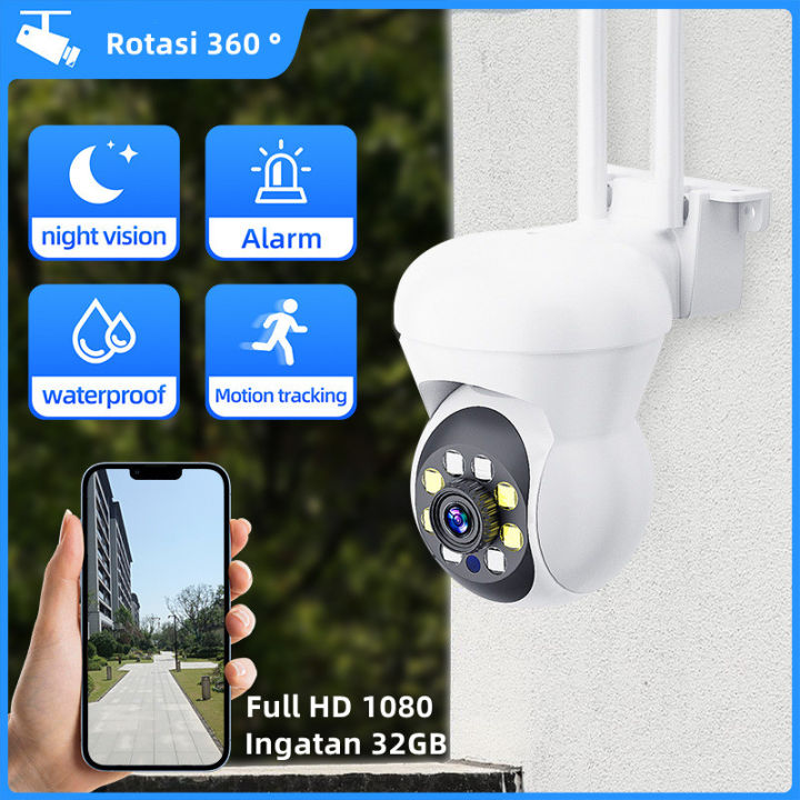 Kamera cctv HD 1080 Wifi Rotasi 360 derajat cctv mini sambung ke hp ...