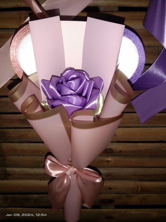 Ube Rose satin silk bouquet (single) | Lazada PH