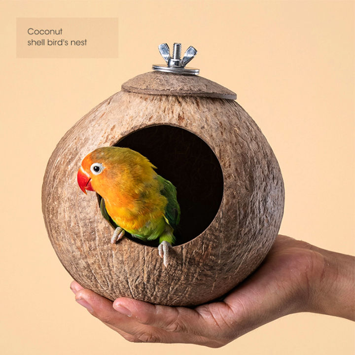 Coconut shell Bird house Natural Coconut Shell Bird Nest Cage House for ...