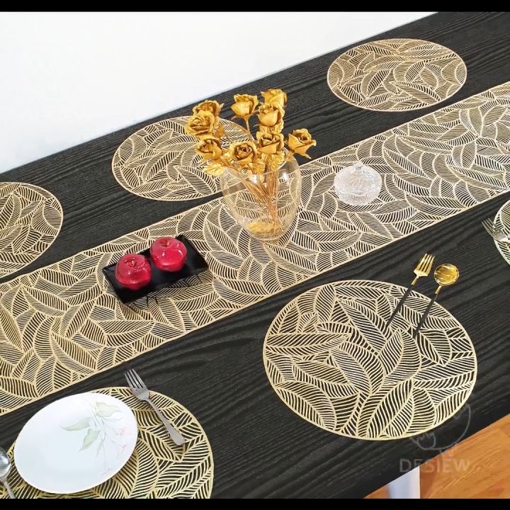 Table Mat Leaves Flower Design Pelapik PVC Ramadhan Hari Raya Dining ...