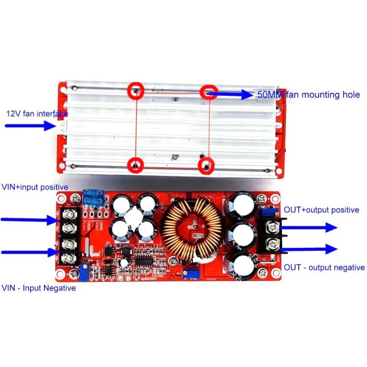 (ร้านไทย) 1500W 1200W 20A 30A DC to DC Step-up Converter Boost Power Supply Module IN 8-60V OUT ...