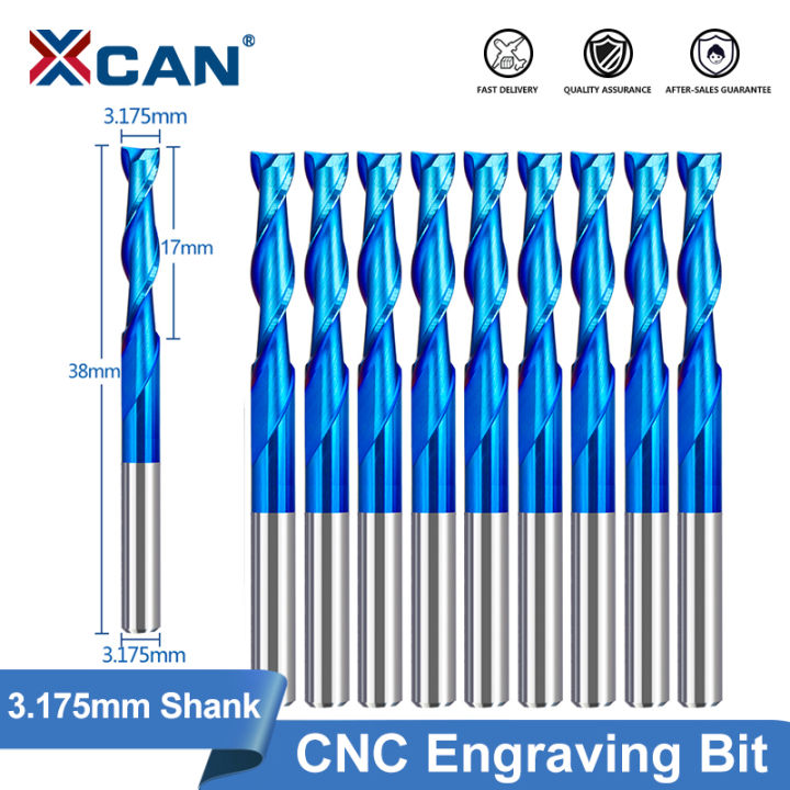 XCAN 10 Chiếc Cấp Cối Xay Dao Phay 3.175 Mm Vỏ CNC Router Bit Nano Phủ ...