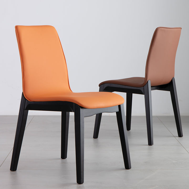 Solid Wood Dining Chair Modern Minimalist Italian Restaurant Leather ...