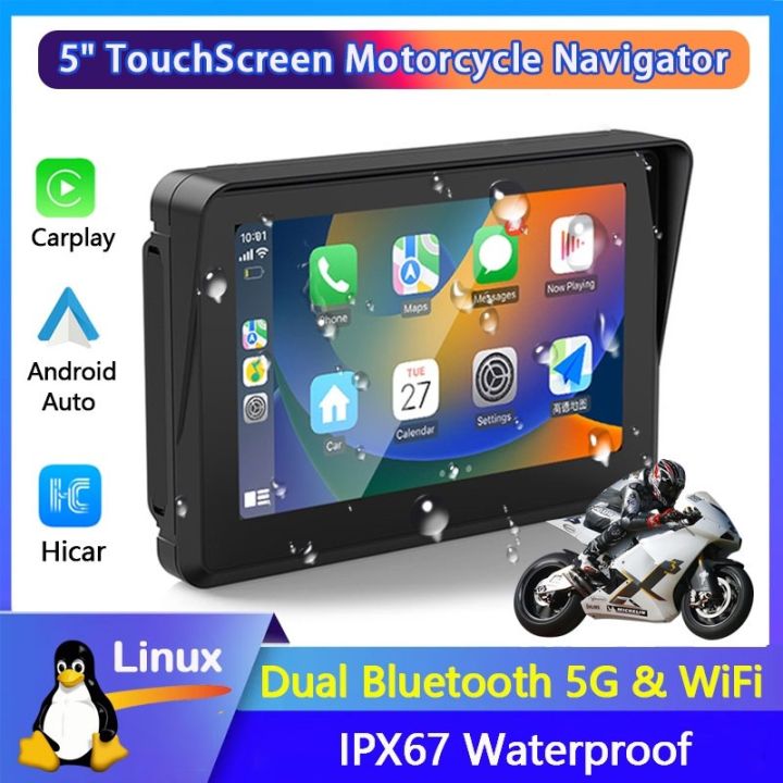 2024 New 5 Inch Motorcycle GPS Navigation Wireless Apple Carplay ...